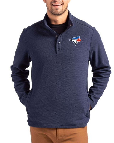 Toronto Blue Jays Navy Blue Hunts Point Fleece Hybrid Snap Placket ...