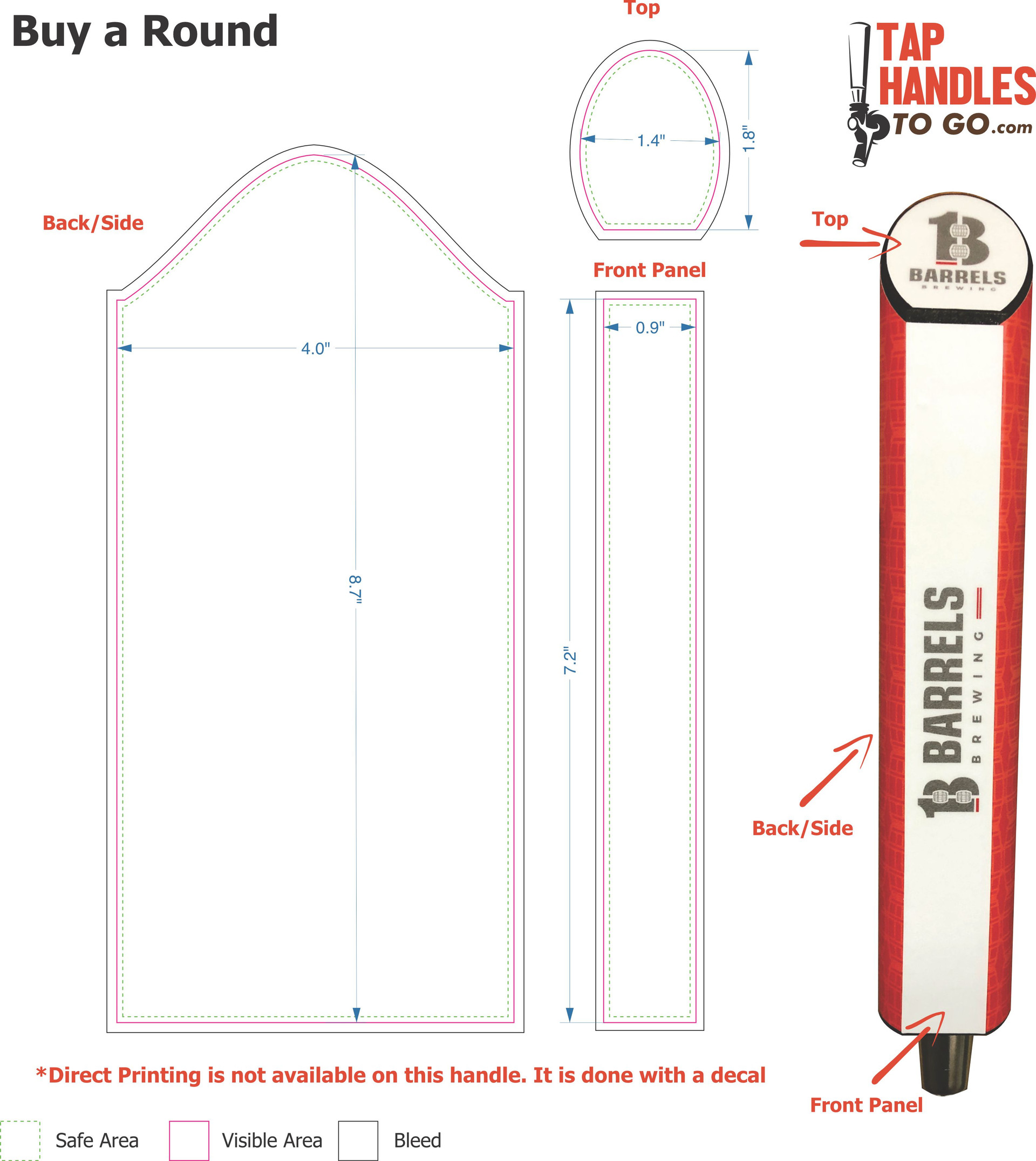 Buy a Round is a round wood tap handle with flat area on front and ...
