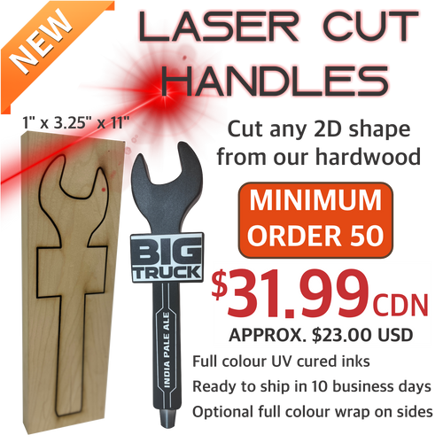 Laser cut custom tap handles