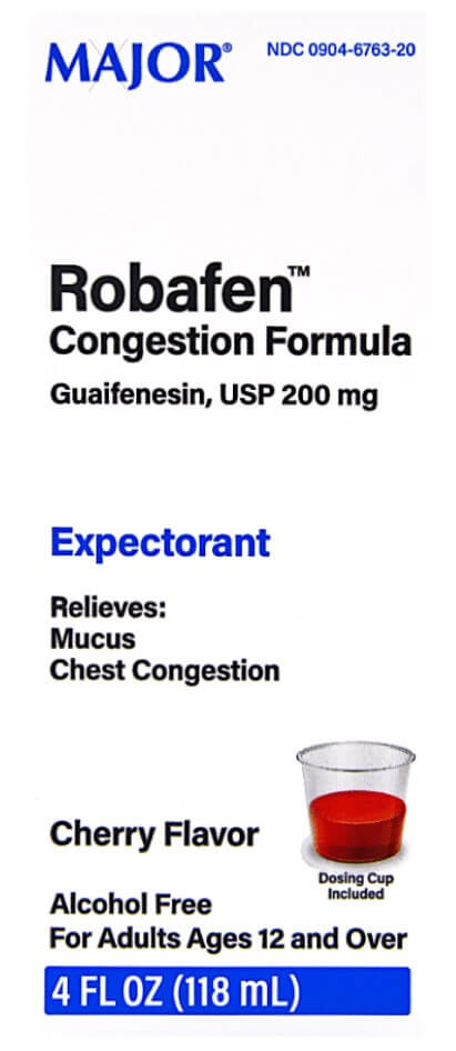 Major Robafen Guaifenesin 200 mg Expectorant Cherry Flavored Cough ...