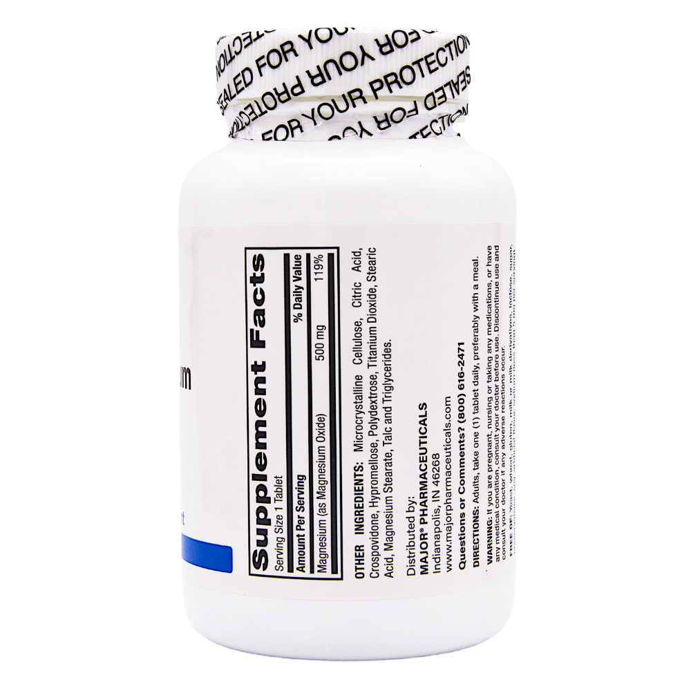 Major Magnesium 500 mg - 100 Tablets | Gluten & Wheat Free