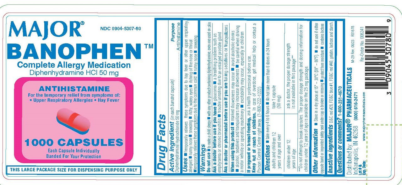 Major Banophen Diphenhydramine 50mg Allergy - Value Size