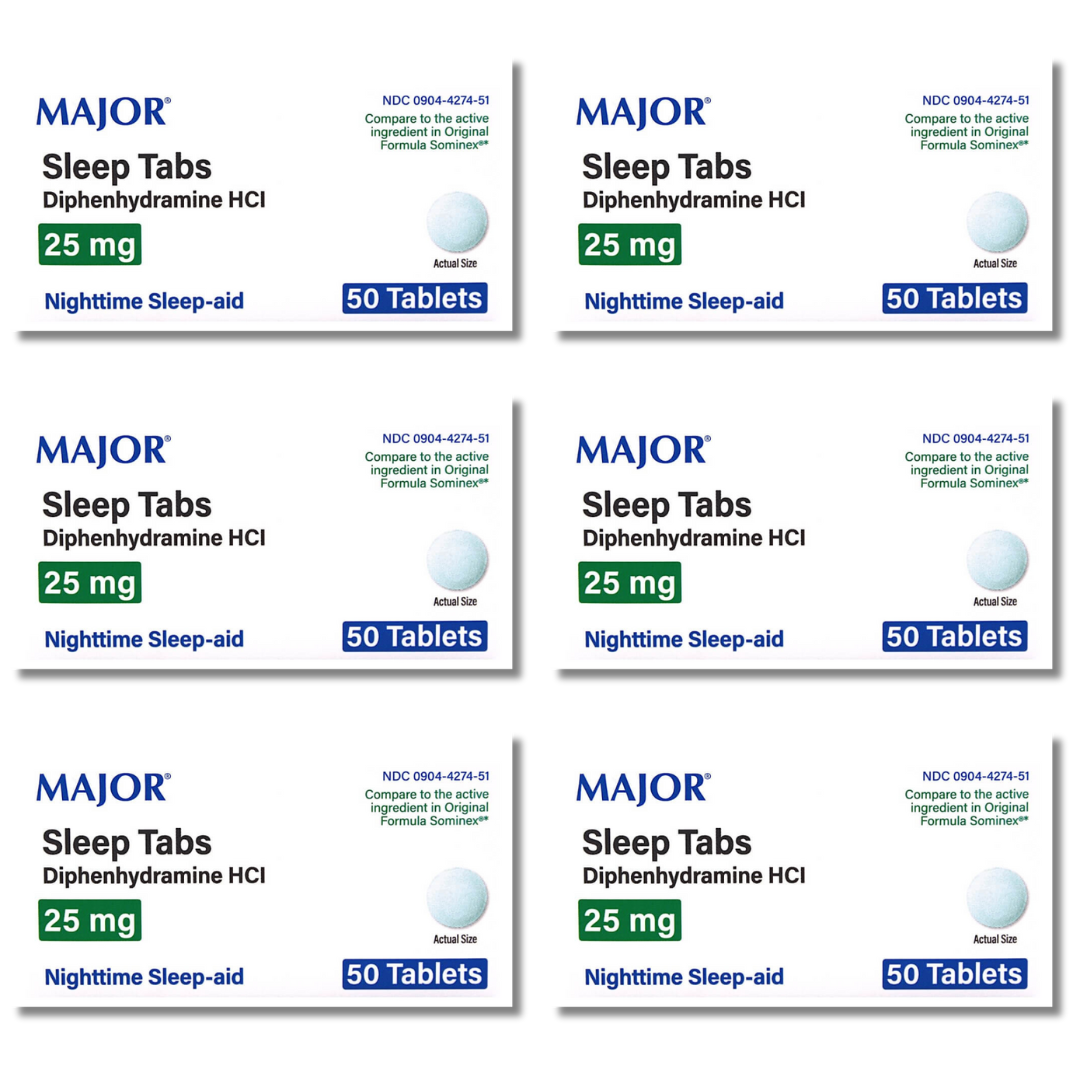 Major Sleep Tabs Nighttime Sleep Aid | Sominex - 6 Pack