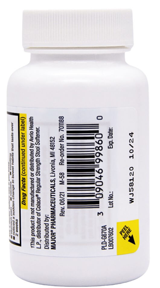 Major Docusate Sodium 100 mg - 100 Softgels (Colace Regular Strength)
