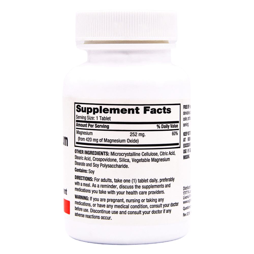 Rugby Magnesium Oxide 420 mg Dietary Supplement - 100 Tablets