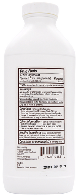 Rugby Aluminum Hydroxide Gel Mint Flavor - 16 fl oz (Amphojel)