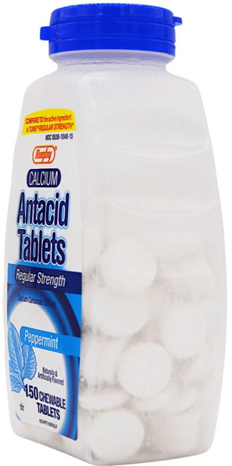 Rugby Calcium Antacid Regular Strength 150 Chewable Tablets (Generic TUMS)