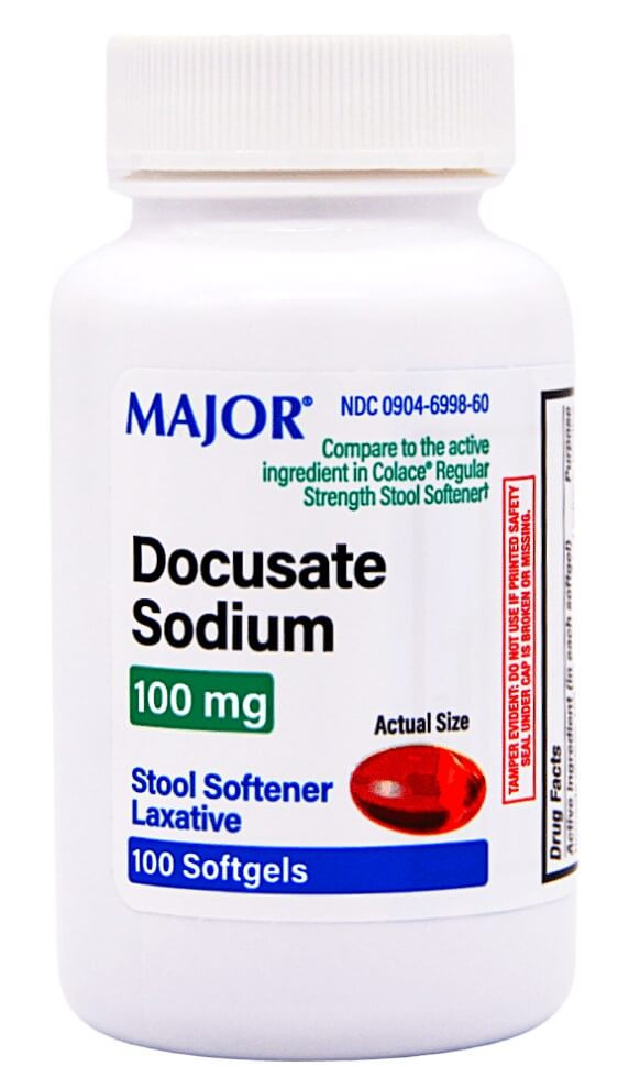 Major Docusate Sodium 100 mg - 100 Softgels (Colace Regular Strength)