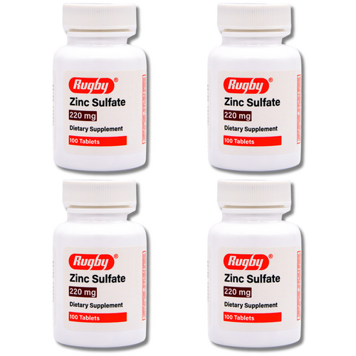 Rugby Zinc Sulfate 220 mg – 4 Pack | 400 Tablets + Free Shipping