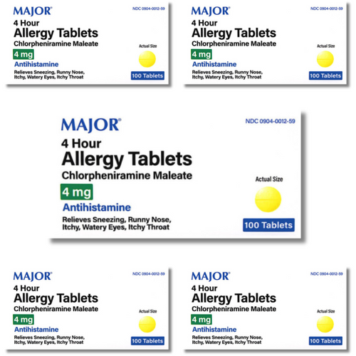 Major Allergy Tablets Chlorpheniramine Maleate 4 mg - 100 Tablets ...
