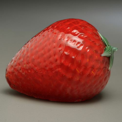 glass fruit sculpture, glass strawberry paperweight, made in Vermont ...
