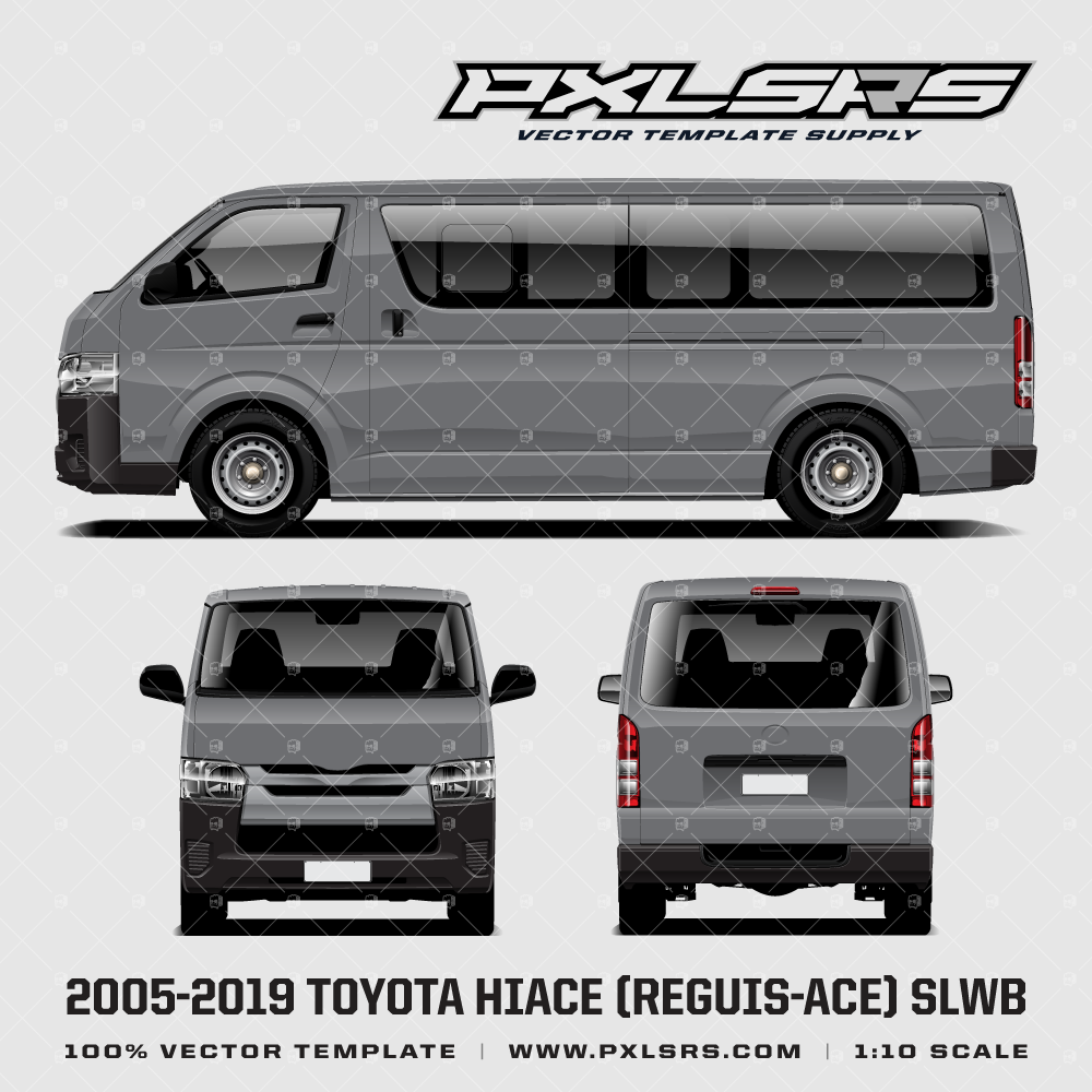 2004-2018 Toyota Hiace / Regius Ace (H200) SLWB vector Template ...