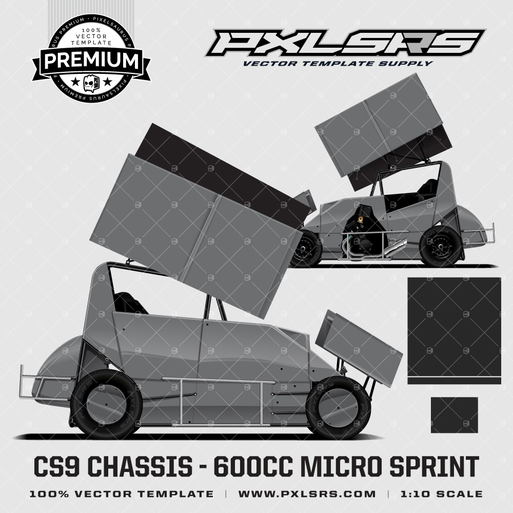 CS9 CHASSIS 600cc Micro Sprint 'Premium' Vector Template - Pixelsaurus