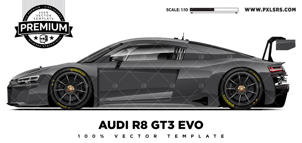 Audi R8 GT3 Evo 'Premium' Vector Template - Pixelsaurus