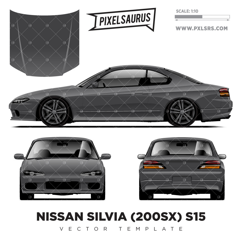 Nissan Silvia S15 (200SX) Vector Template - Pixelsaurus
