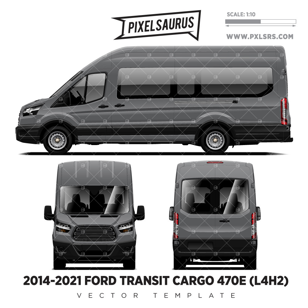 2014-2021 Ford Transit Cargo 470L – L4H2 (Barn Door) Vector Template ...