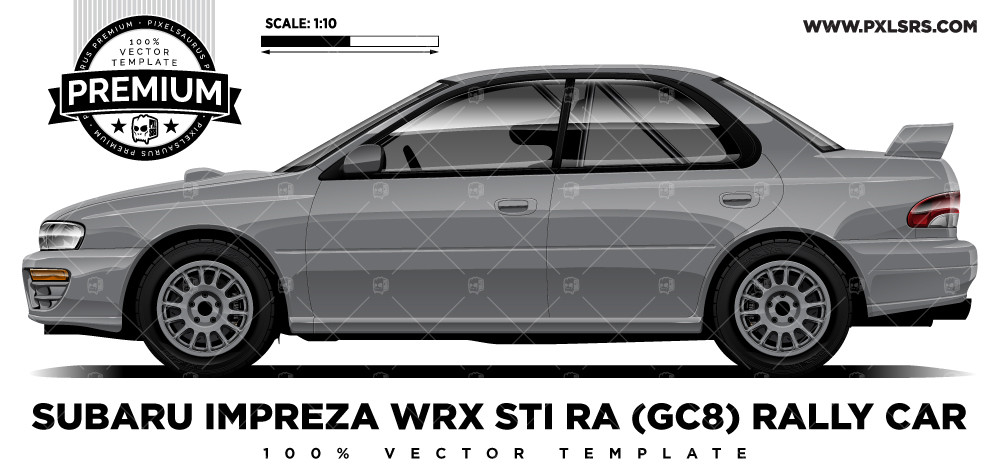 SUBARU IMPREZA WRX STI RA (GC8) RALLY CAR 'Premium' Vector Template ...