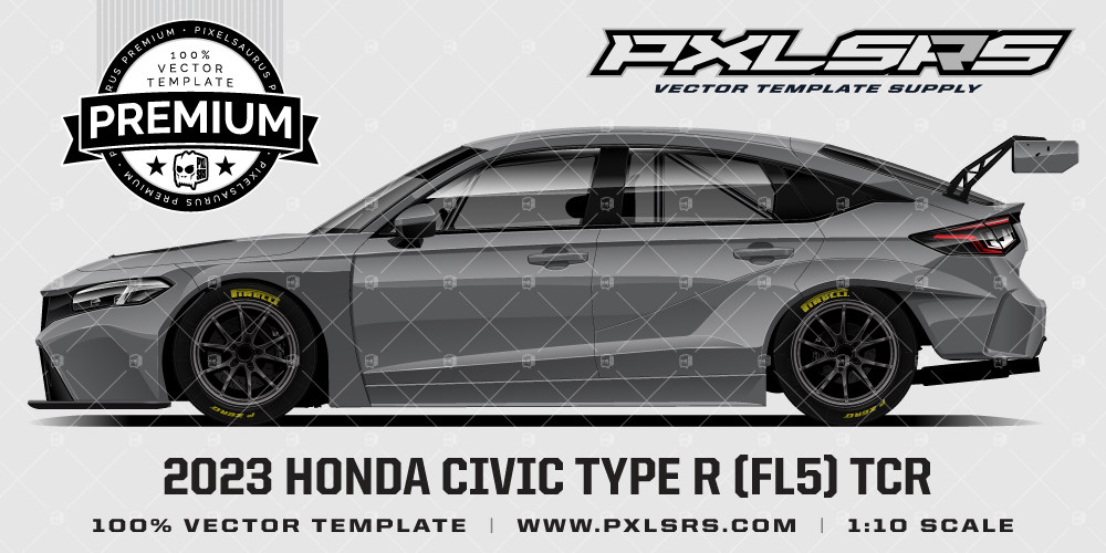 2023 Honda Civic Type R (FL5) TCR - Side 'Premium' Vector Template ...