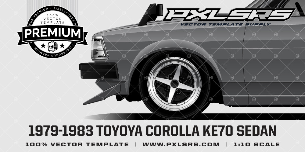 1979-1983 TOYOYA COROLLA KE70 SEDAN - SIDE 'Premium' Vector Template ...