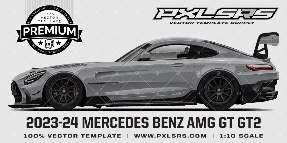 2023-24 Mercedes AMG GT GT2 Side 'Premium' Vector Template - Pixelsaurus