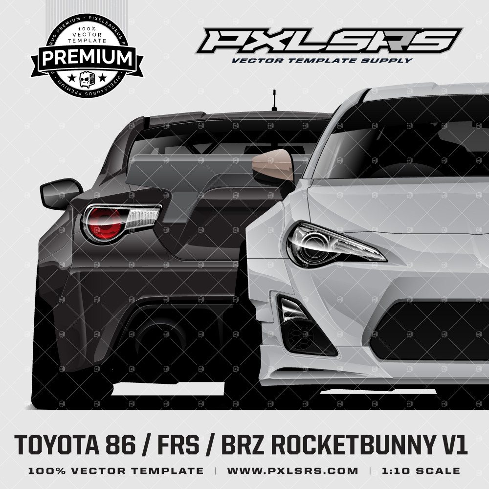 TOYOTA GT86 / FRS / BRZ ROCKETBUNNY V1 - FULL 'Premium' Vector Template ...