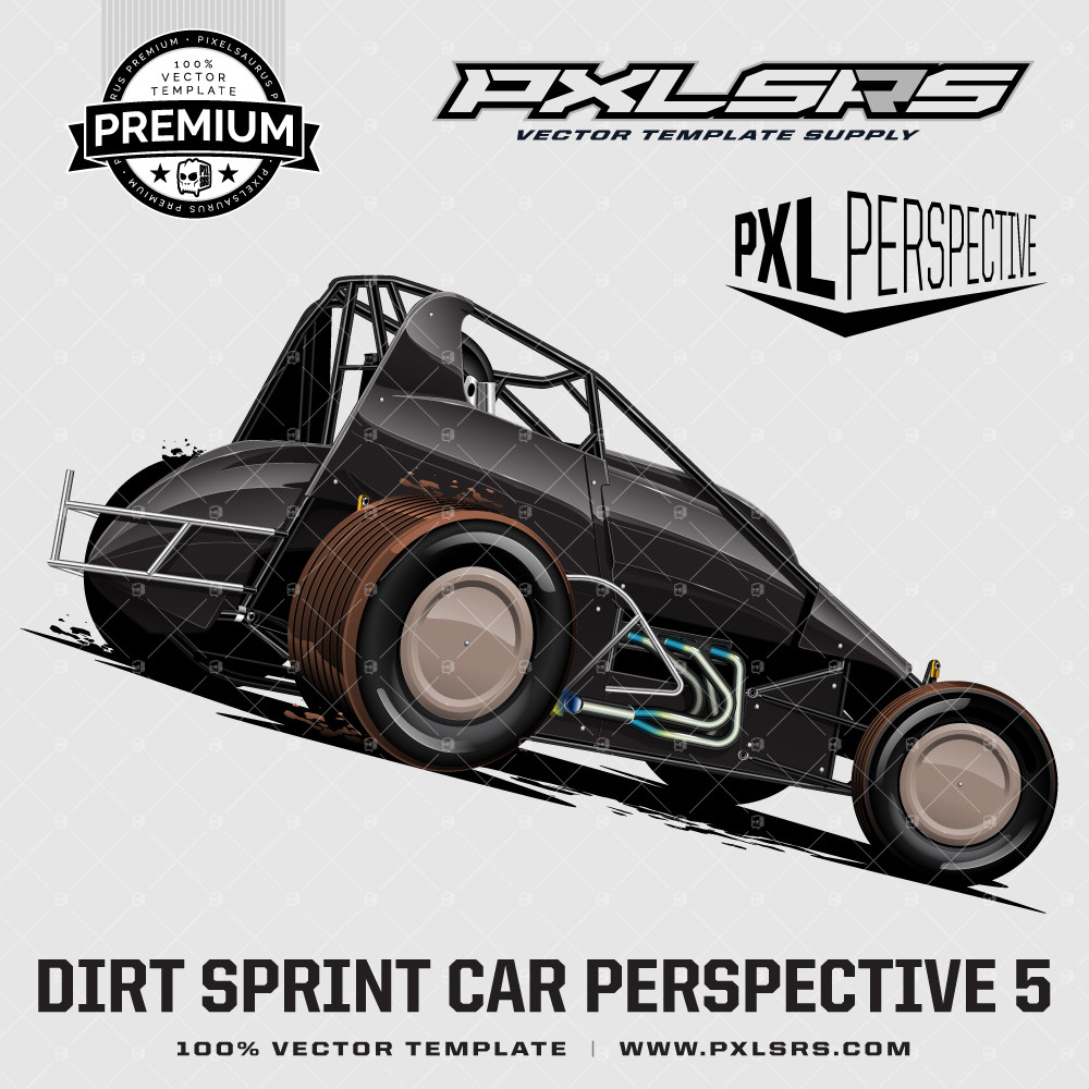 Dirt Track Sprint Car 5 'Premium Perspective' 100% Vector Template ...