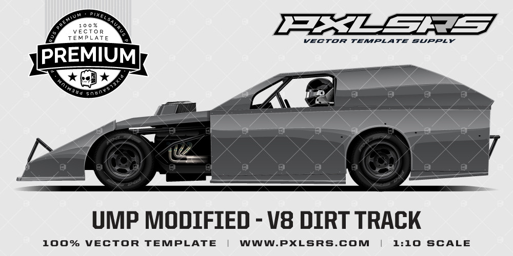 UMP Modified - V8 Dirt Track - Side 'Premium' Vector Template - Pixelsaurus