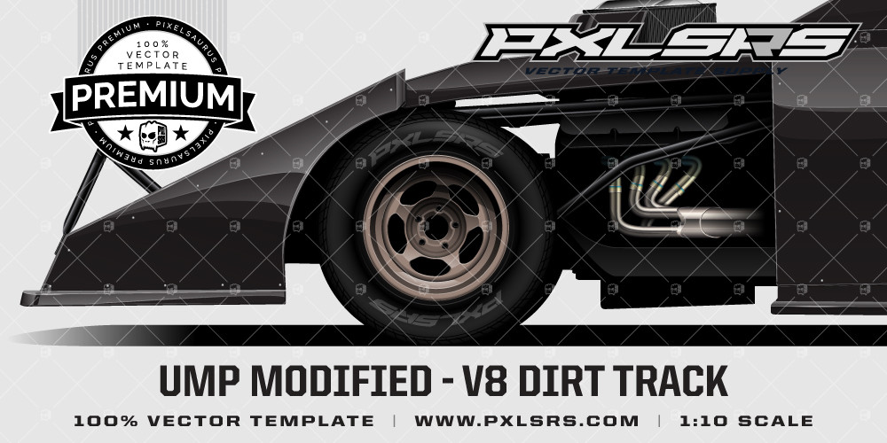 UMP Modified - V8 Dirt Track - Side 'Premium' Vector Template - Pixelsaurus