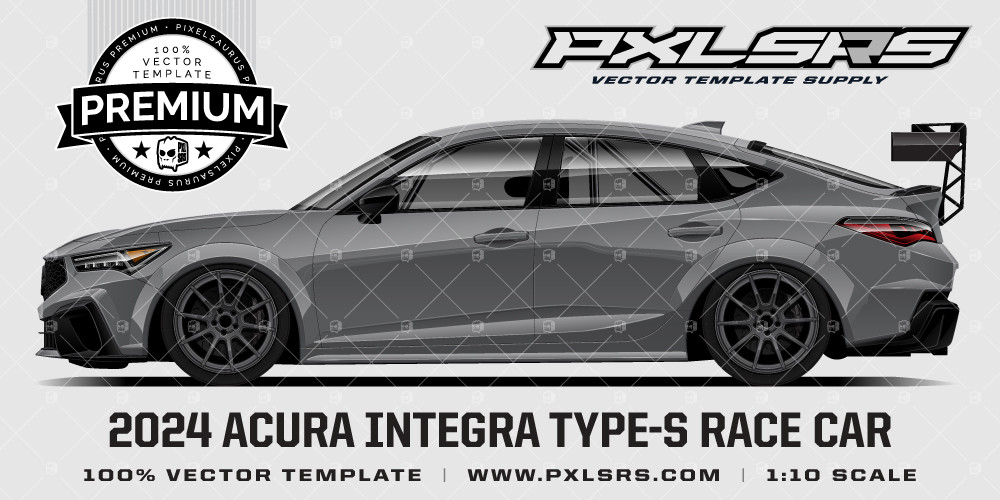 2024 Acura Integra Type-S Race Car - Side 'Premium' Vector Template ...
