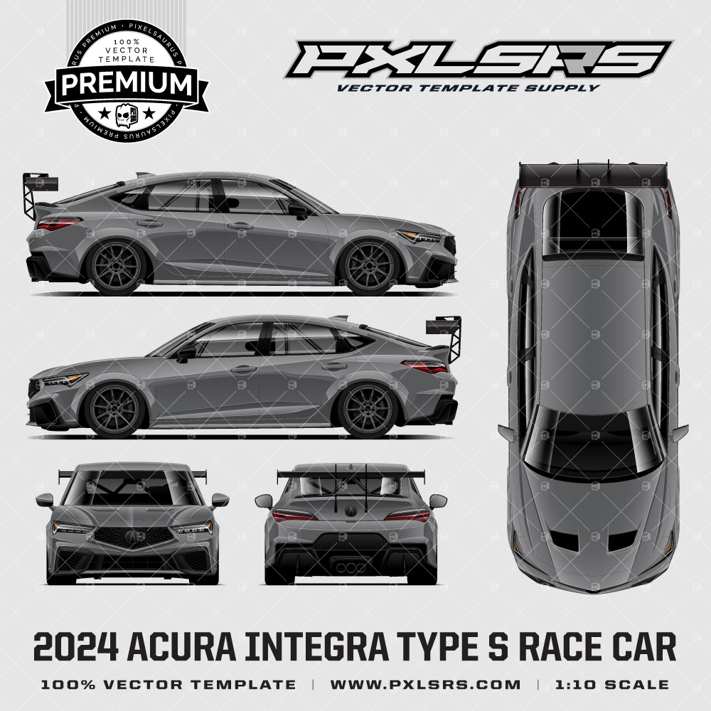 2024 Acura Integra Type-S Race Car - Full 'Premium' Vector Template