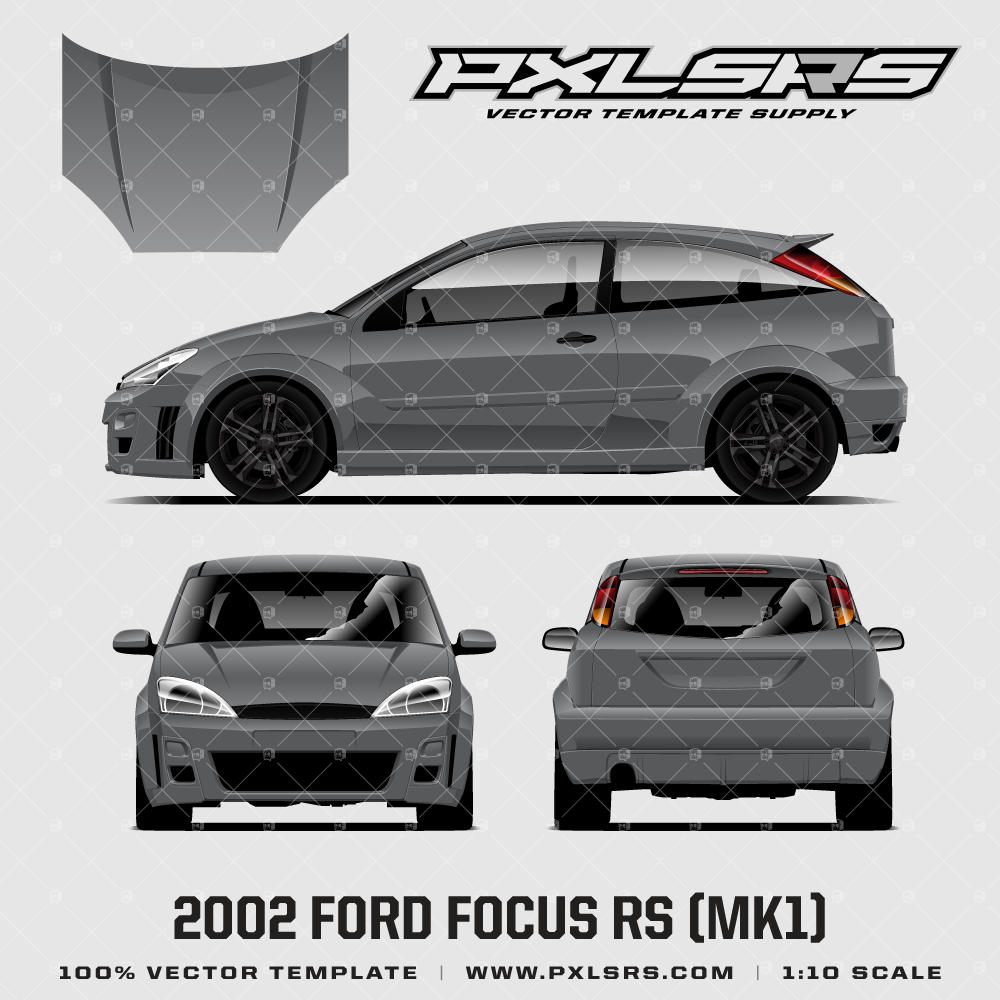 2002 Ford Focus RS (MK1) Vector Template - Pixelsaurus