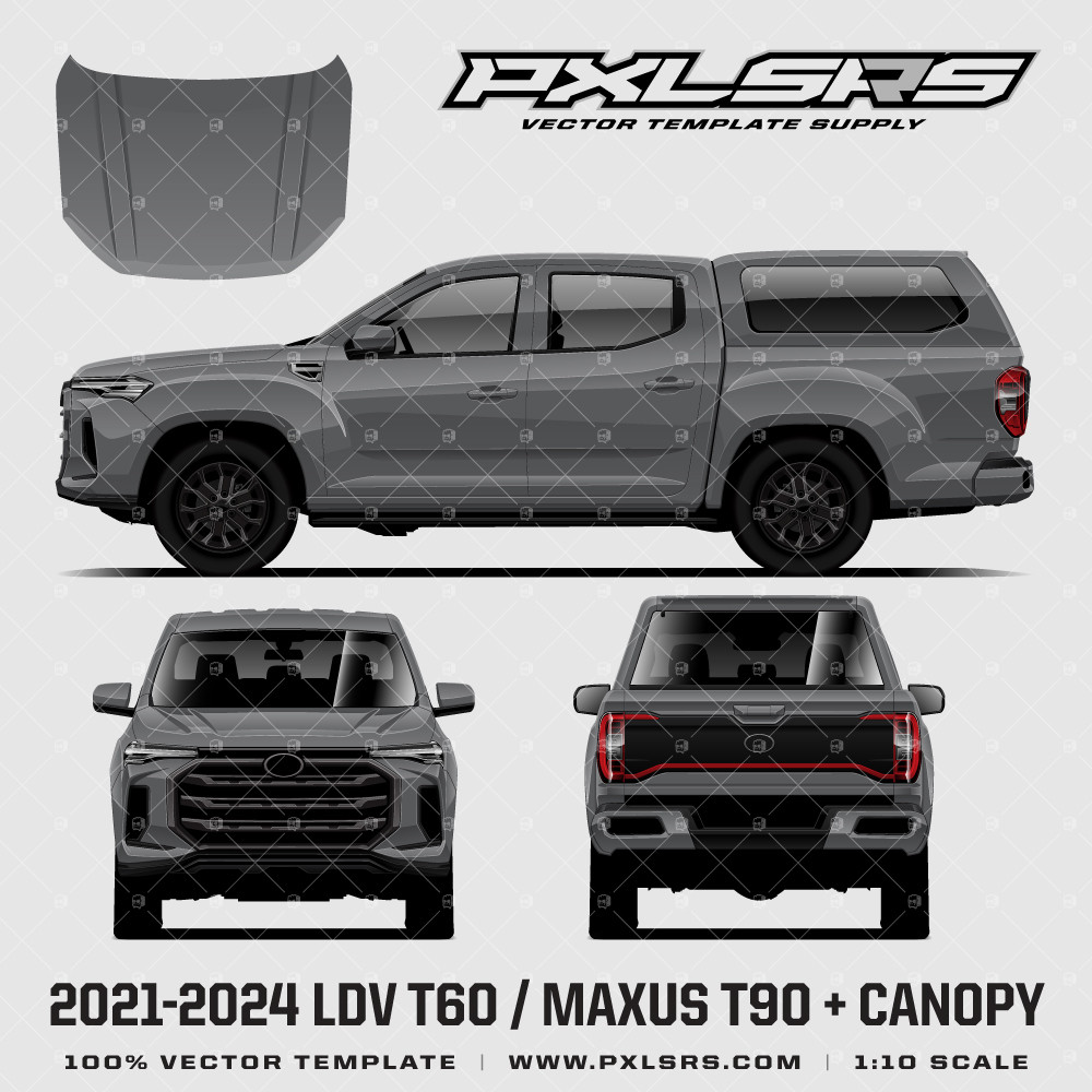 2021-2024 LDV T60 / MAXUS T90 Double Cab + Canopy - 'Vector' template