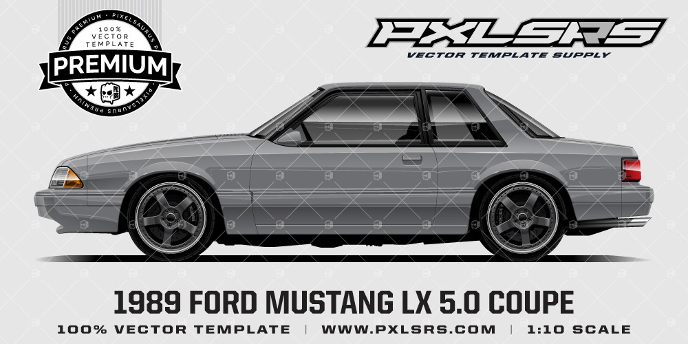 1989 FORD MUSTANG LX 5.0 (Fox-Body) COUPE - 'PREMIUM SIDE' Template ...