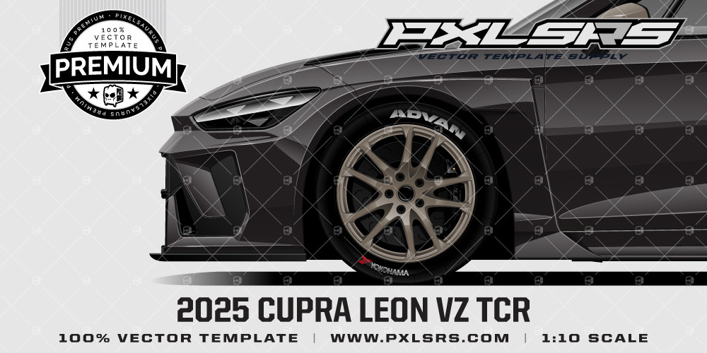 2024-2025 Cupra Leon VZ TCR - SIDE 'Premium' Vector Template - Pixelsaurus