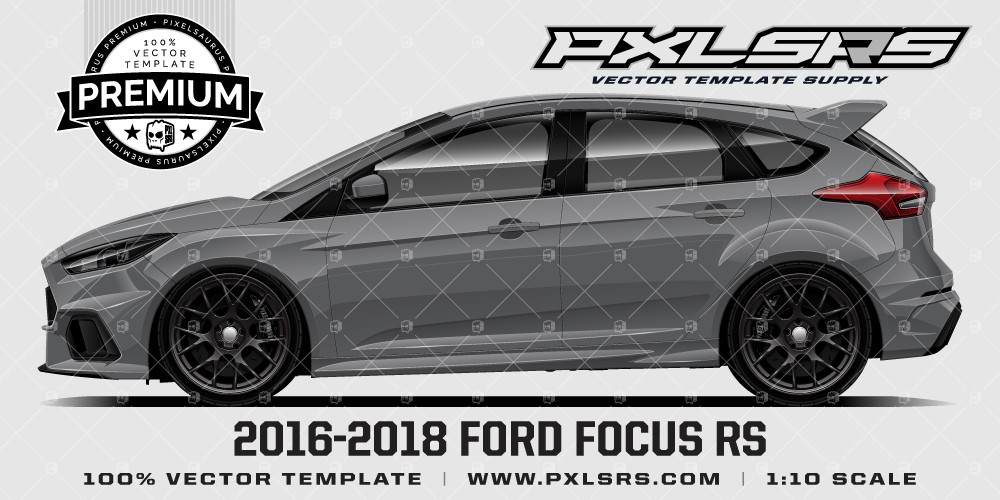 2016-2018 Ford Focus RS 'Premium Side' Vector Template - Pixelsaurus