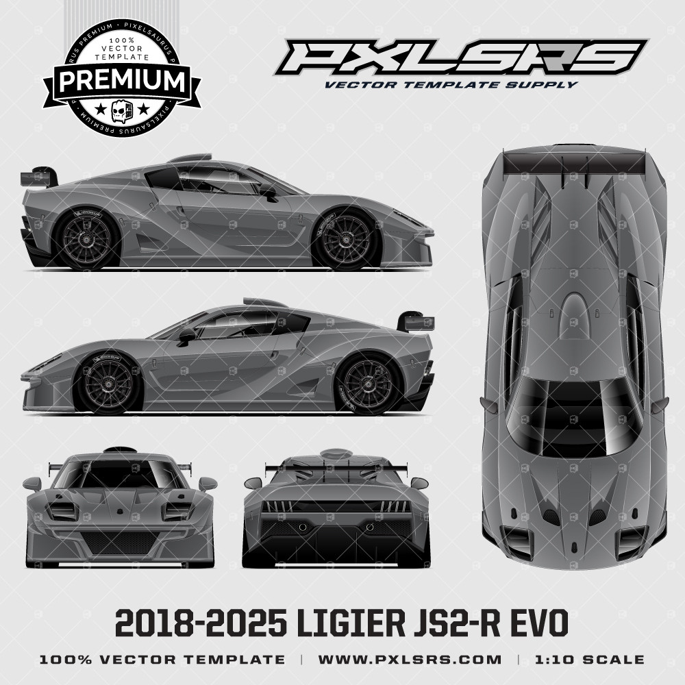 2018-2025 Ligier JS2 R (GT4) Full 'Premium' Vector Template - Pixelsaurus
