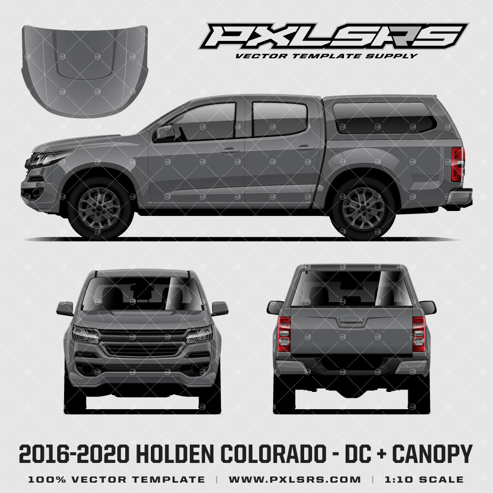 2016-2020 Holden Colorado Double Cab + Canopy (RG II) 'Vector' Template ...