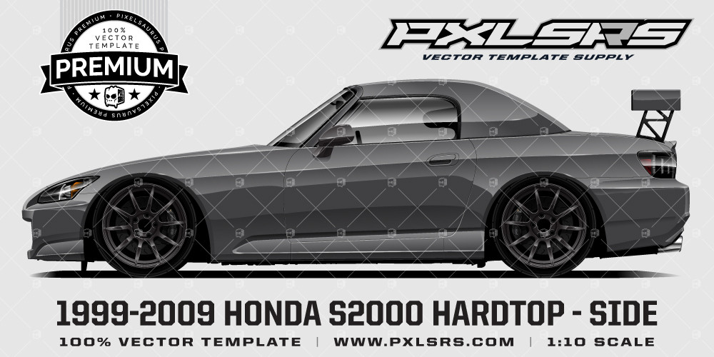 1999-2009 Honda S2000 Hardtop 'Premium' Vector Template - Pixelsaurus