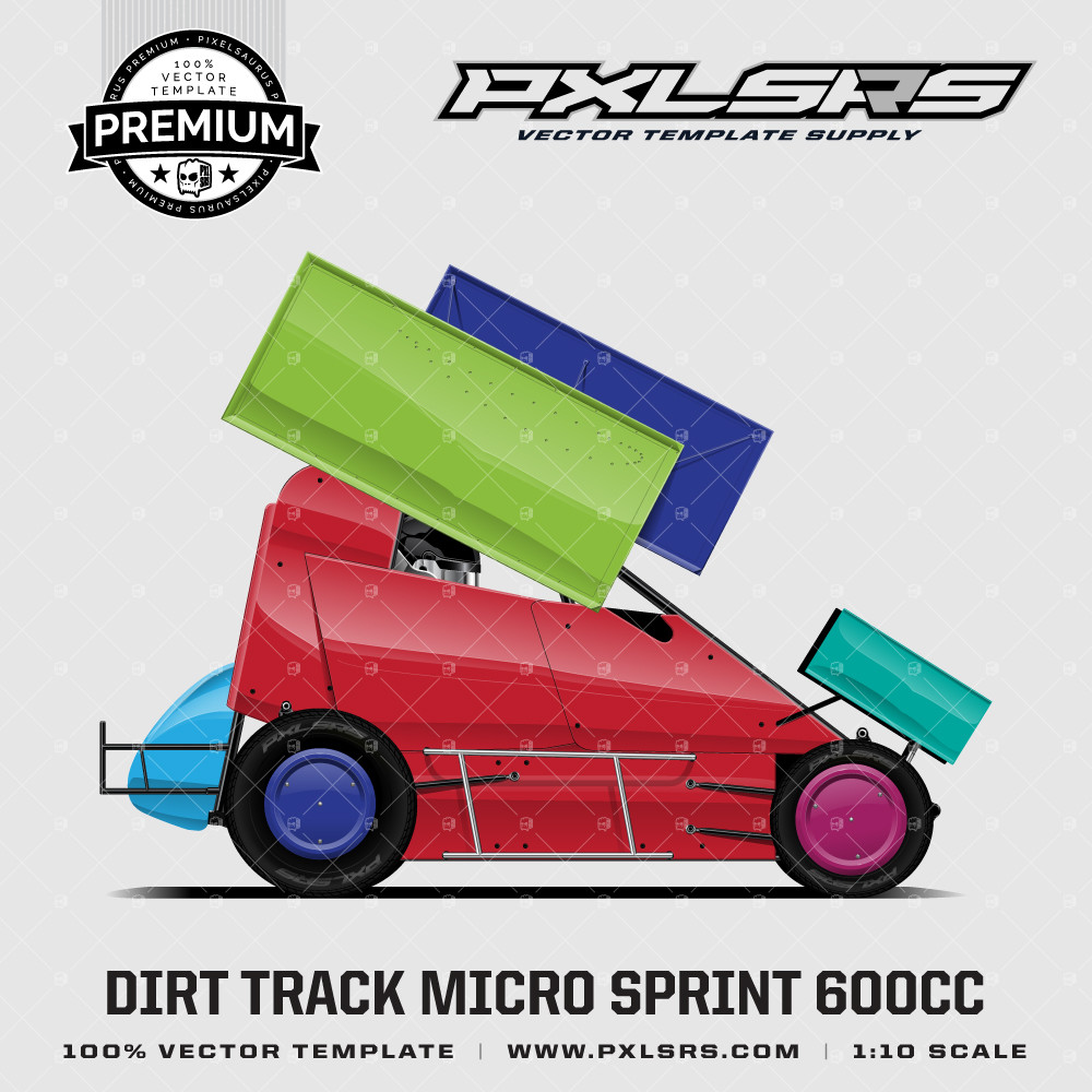 Dirt Track 600cc Micro Sprint 'Premium' Vector Template - Pixelsaurus