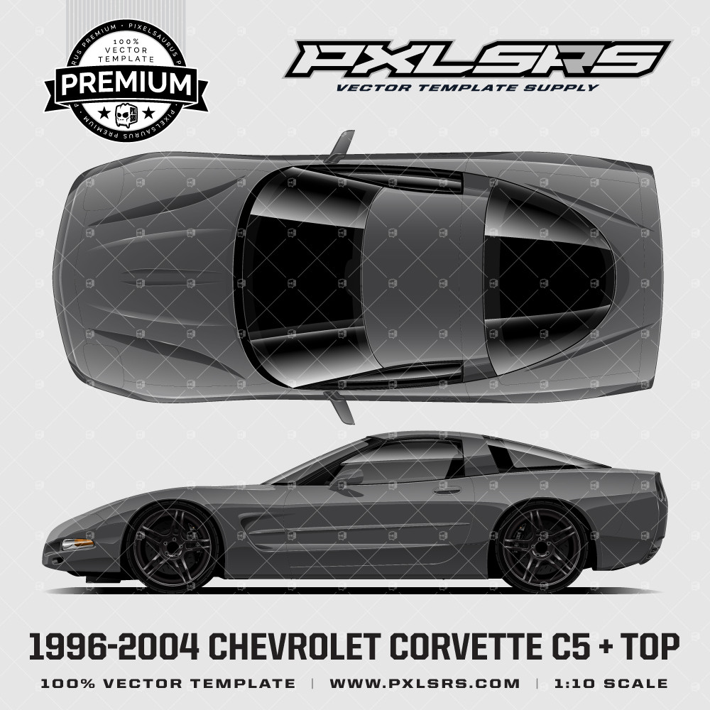 1996-2004 CHEVROLET CORVETTE C5 + TOP 'Premium' Vector Template