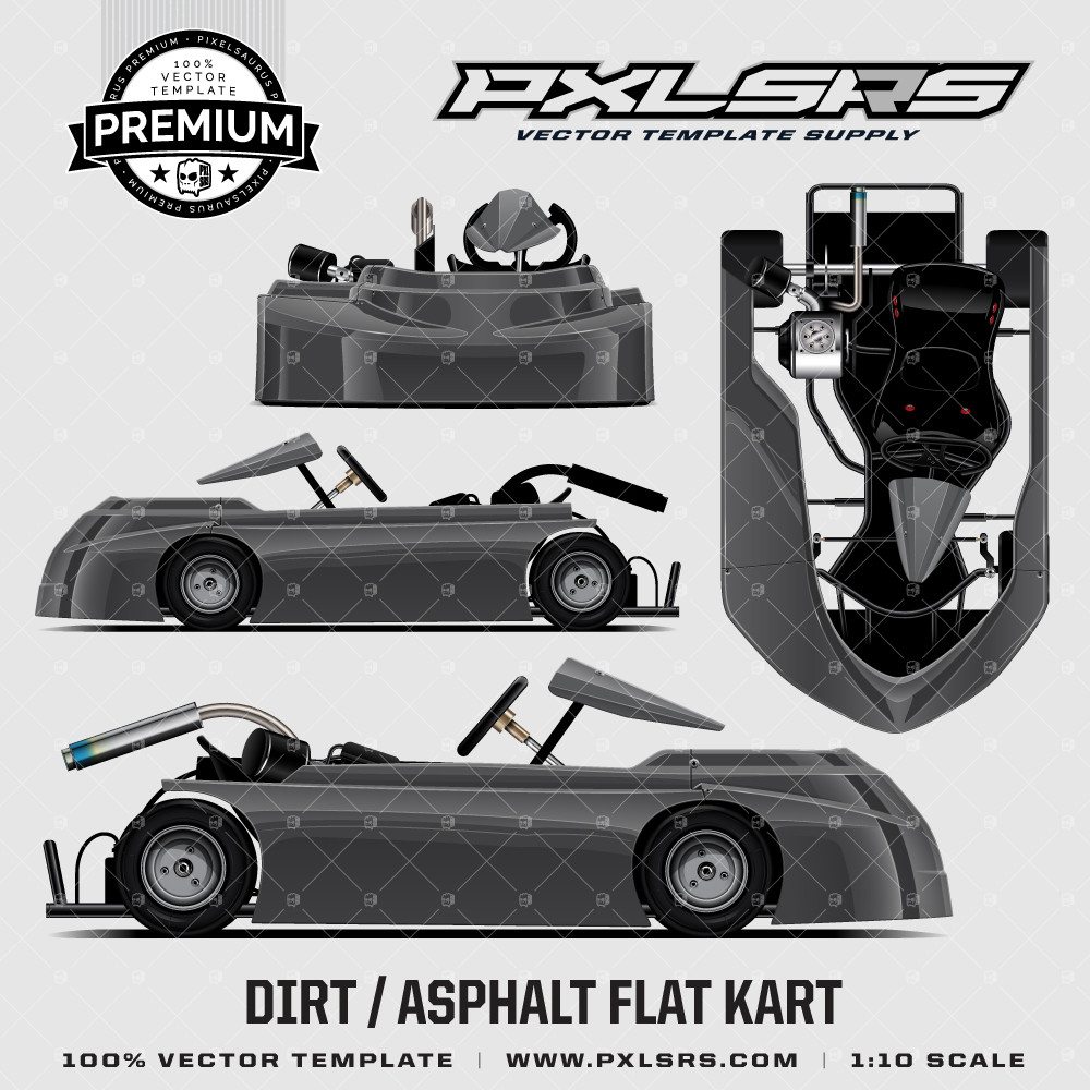 Flat Kart - Dirt / Asphalt 'Premium' Vector Template - Pixelsaurus