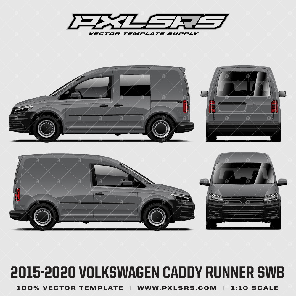 2015-2020 Volkswagen Caddy Runner SWB 'Vector' Template - Pixelsaurus