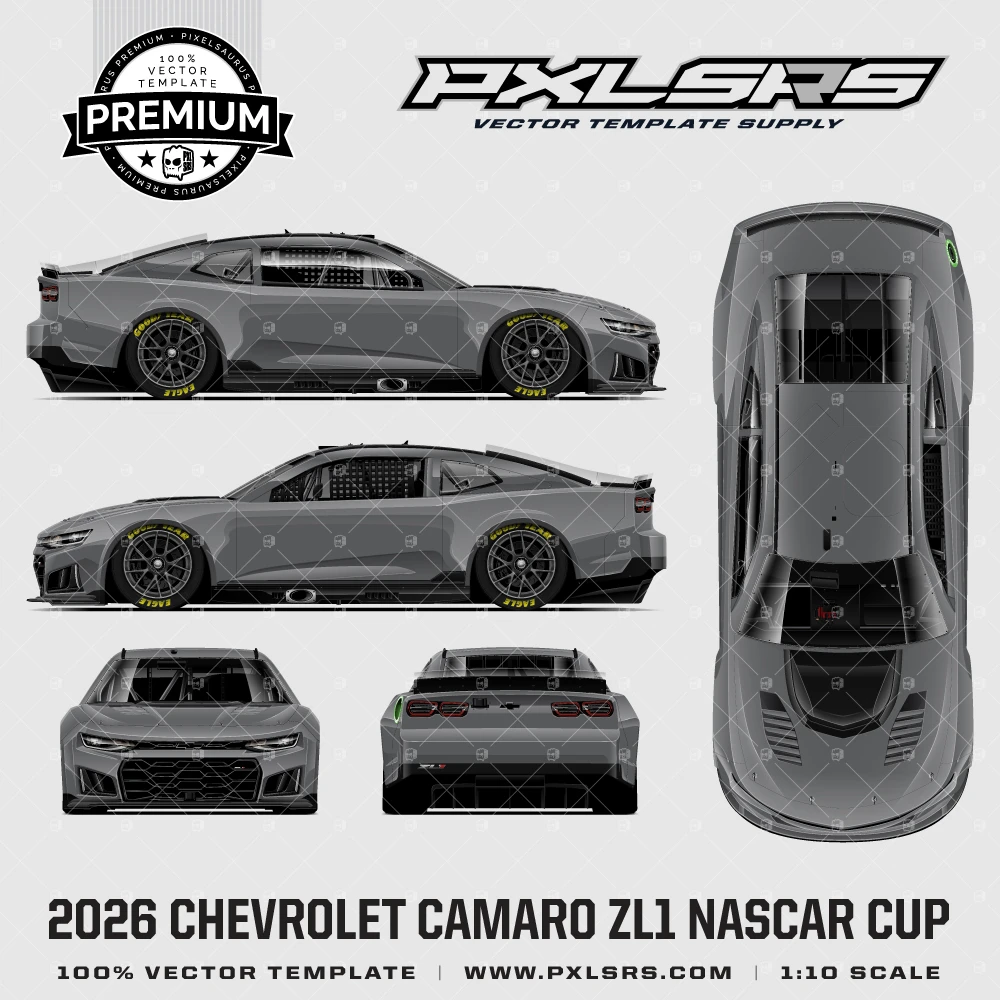 2026 Chevrolet Camaro ZL1 NASCAR Cup - Full 'Premium' Vector Template ...