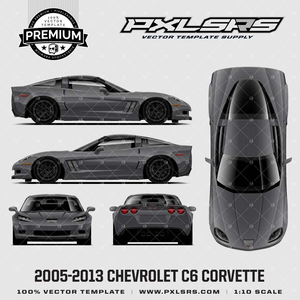 2005-2013 Chevrolet Corvette C6 - Full 'Premium' Vector Template ...