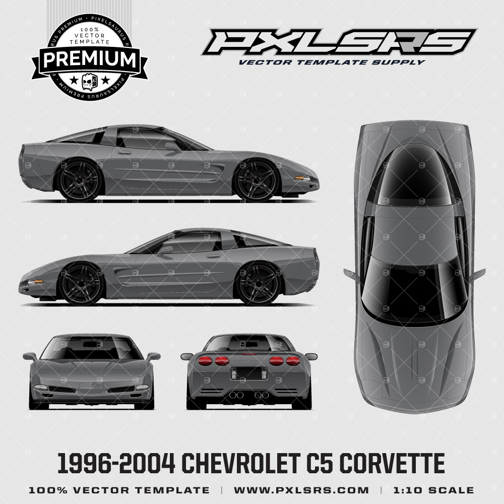1996-2004 Chevrolet C5 Corvette - Full 'Premium' Vector Template ...