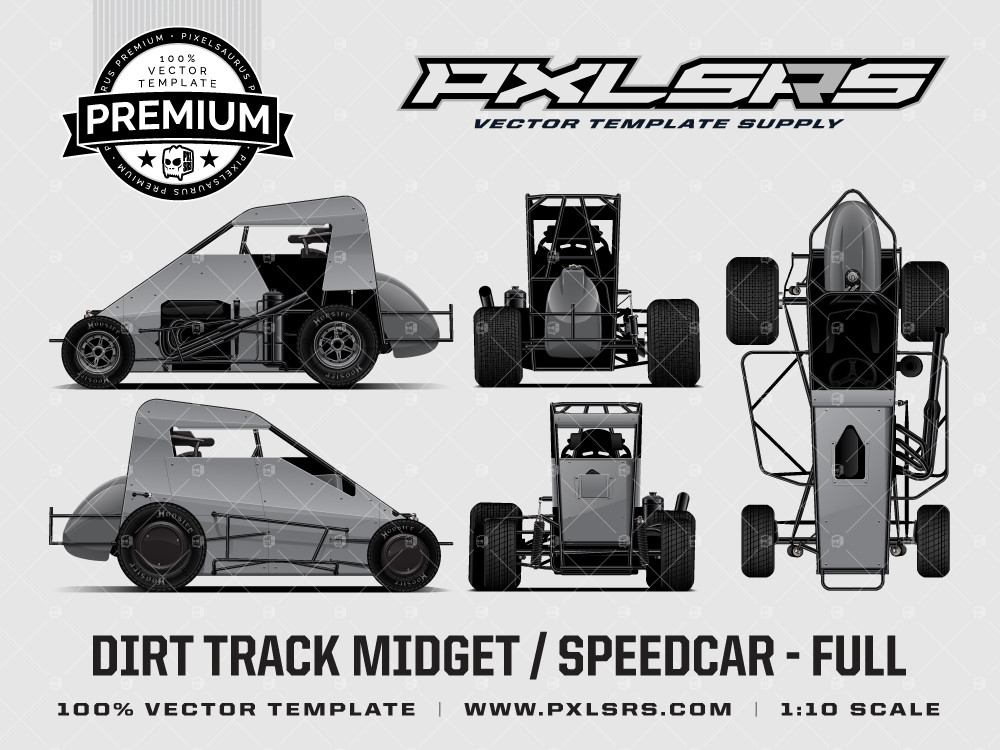 2026 Dirt Track Midget / Speedcar - Full 'Premium' Vector Template ...