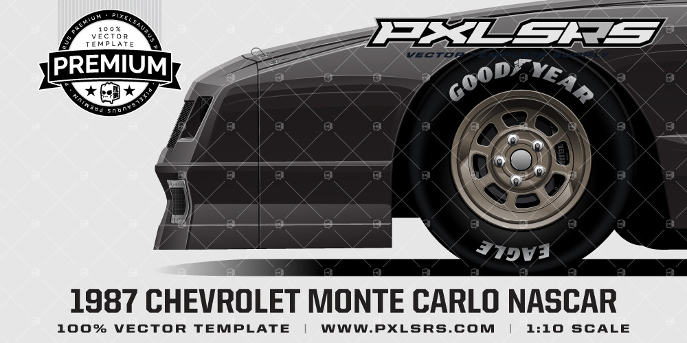 1987 Chevrolet Monte Carlo NASCAR - Side 'Premium' Vector Template