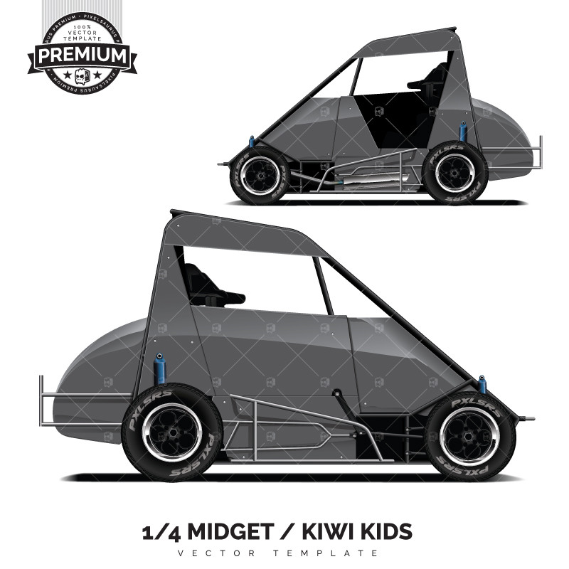 Dirt Track 1/4 Midget 'Premium' Vector Template - Pixelsaurus