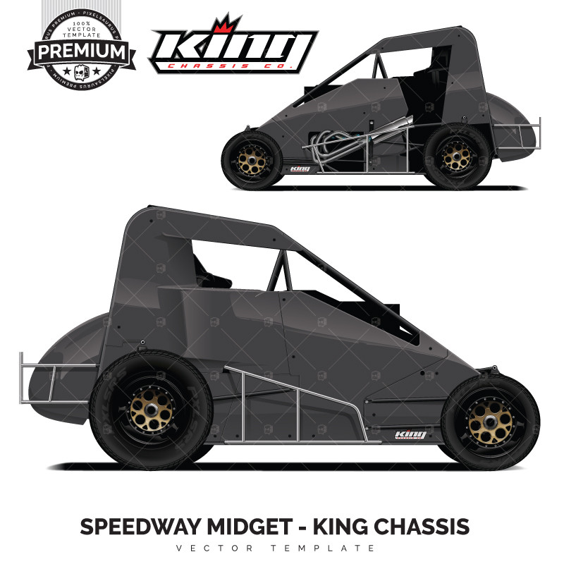 Dirt Track Midget King Chassis 'Premium' Vector Template - Pixelsaurus