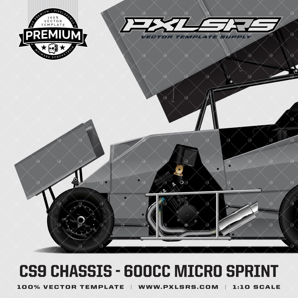 CS9 CHASSIS 600cc Micro Sprint 'Premium' Vector Template - Pixelsaurus